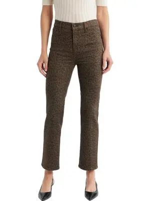 FRAME Le Sleek High Waist Ankle Straight Leg Jeans - Leopard