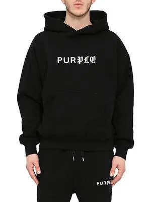 PURPLE BRAND Oversized Fleece Logo Graphic Hoodie - Black