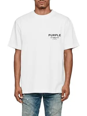 PURPLE BRAND Jersey Graphic Logo Tee - White