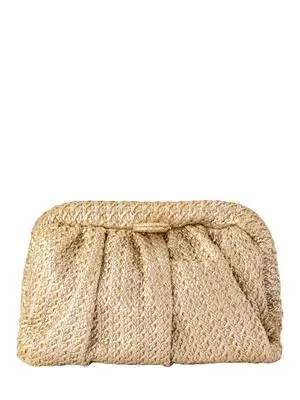 OLGA BERG Stevie Pleated Woven Clutch - Gold