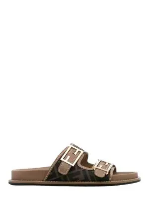 FENDI Logo-Print Leather Sandals