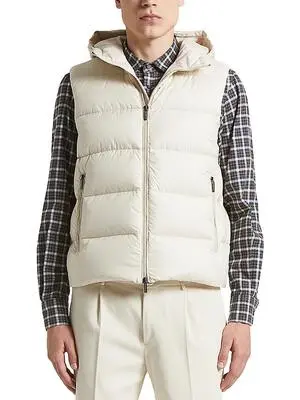 Peserico Hooded Puffer Vest - Chalk White