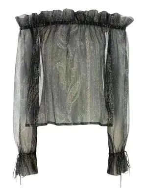 Saint Laurent Printed Crepe Blouse - Black