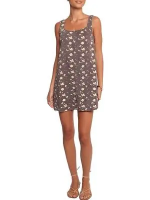 PETAL & PUP Abbott Floral Denim Mini Dress - Brown Floral