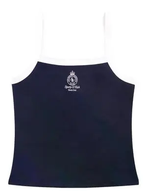 SPORTY & RICH Contrast-binding Ribbed Tank Top - Blue