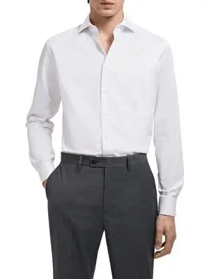 Mango Slim Fit Cotton Twill Button-up Shirt White