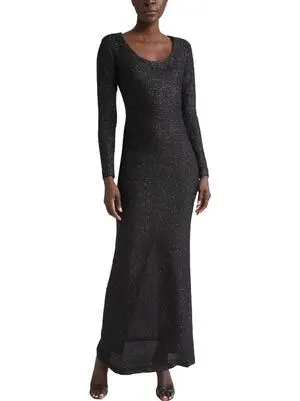 St. John Nicoline Long-sleeve Sequin Gown - Black