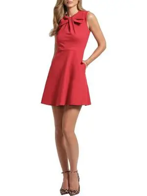 ISAAC MIZRAHI NEW YORK Sleeveless Ponte Minidress With Bow - Red