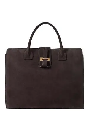 NILI LOTAN Lou Suede Tote - Brown