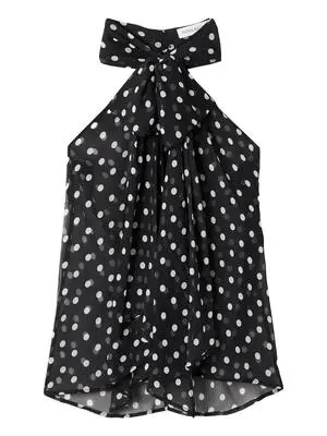 Nina Ricci Pussy-bow Polka-dot Silk-muslin Blouse - Black