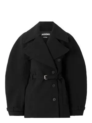 Jacquemus Woven Belted Coat - Black