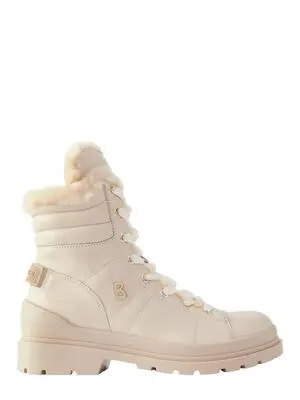 Bogner St. Moritz Embellished Shearling-Lined Leather Ankle Boots Neutrals