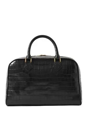 NILI LOTAN Jaclyn Croc-effect Leather Tote - Black