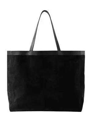 NILI LOTAN Loren Leather-trimmed Suede Tote - Black