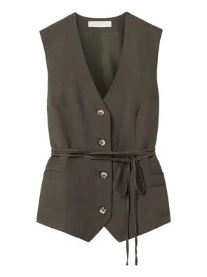Faithfull The Brand Eva Belted Woven Vest Dark Green