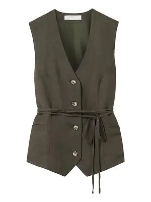 Faithfull The Brand Eva Belted Woven Vest - Green