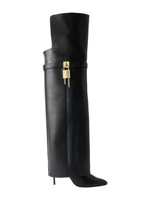 Givenchy Shark Lock Leather Over-the-knee Boots - Black