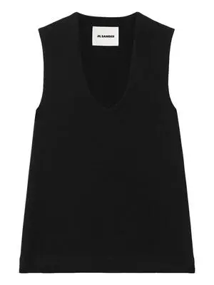 JIL SANDER Crepe Top - Black