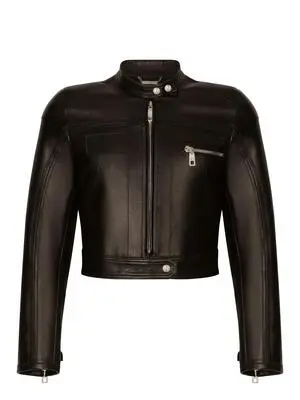 Dolce & Gabbana Nappa Leather Biker Jacket - Black