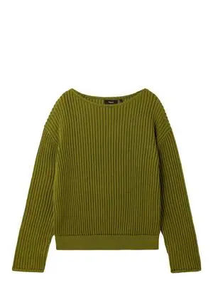 Theory Easy Ribbed Pima Cotton Sweater - Green
