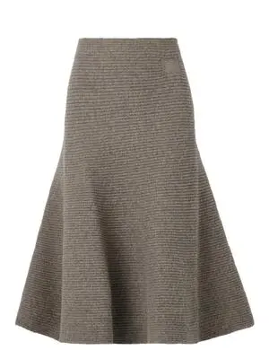 Burberry Ribbed Wool-blend Midi Skirt - Neutrals