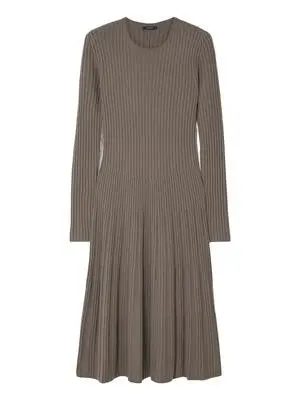 JOSEPH Ribbed Merino Wool Midi Dress - Neutrals