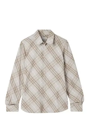 Burberry Checked Cotton-poplin Shirt - Brown