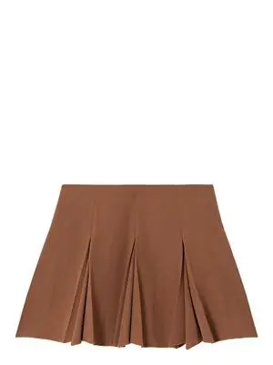 Marni Pleated Grain De Poudre Wool Mini Skirt - Brown