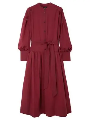 JOSEPH Emma Belted Wool-blend Crepe Midi Dress - Red