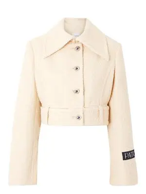 Patou Belted Appliquéd Wool-blend Tweed Jacket - Cream