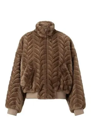 Balenciaga Embossed Fleece Bomber Jacket - Brown