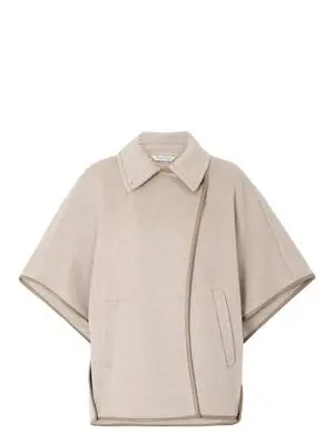 Max Mara Leather-trimmed Cashmere-felt Cape - Neutrals