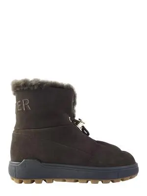 Bogner Chamonix Embroidered Shearling-lined Suede Ankle Boots - Brown