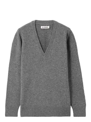 JIL SANDER Wool And Cashmere-blend V-neck Sweater - Gray