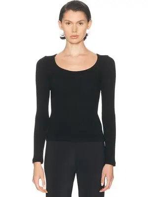 Sablyn Isla Scoop Neck Long Sleeve Tee - Black