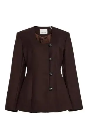 HOUSE OF DAGMAR Collarless Blazer - Brown