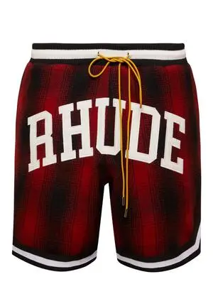 Rhude Flannel Collegiate Court Logo Short - Red
