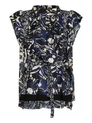 3.1 PHILLIP LIM Pleated Printed Silk-Seersucker Blouse