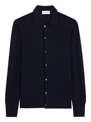 Officine Générale Brent Merino Wool Cardigan - Navy