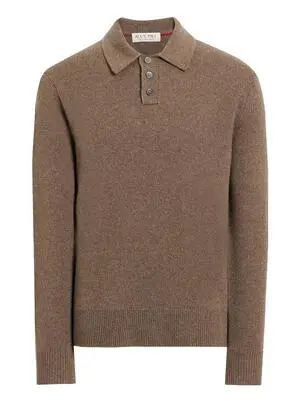 ALEX MILL Jacob Cashmere Polo Sweater Taupe