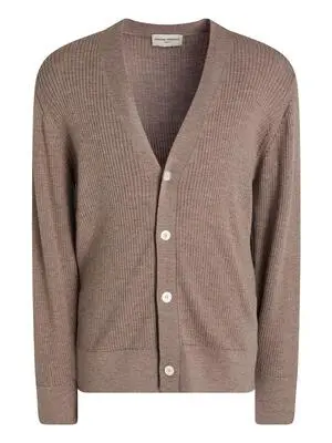 Officine Générale Miles Ribbed Wool Cardigan - Taupe