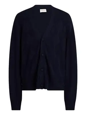 Officine Générale Murray Argyle Merino Wool Cardigan - Navy