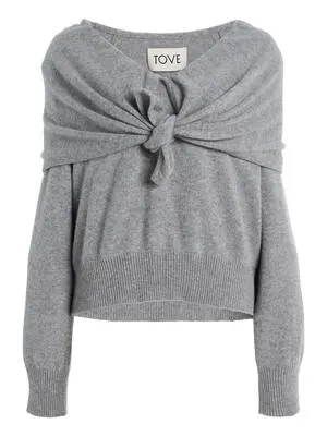 Tove Malia Cashmere Tie-neck Sweater - Grey