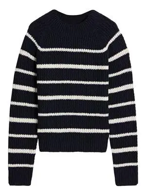 Vince Striped Ribbed Cotton-blend Sweater - Navy