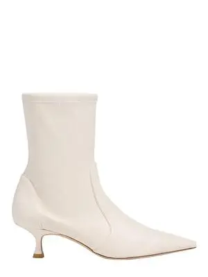 STUART WEITZMAN Naomi 50 Leather Ankle Boots - Cream