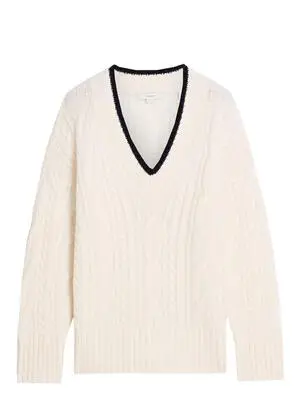 Vince Cable-knit Wool And Cashmere-blend Sweater - Off-white