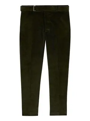 Officine Générale Hoche Belted Cotton-corduroy Pants - Dark Green