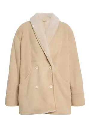 HOUSE OF DAGMAR Double-breasted Shearling Jacket - Neutral