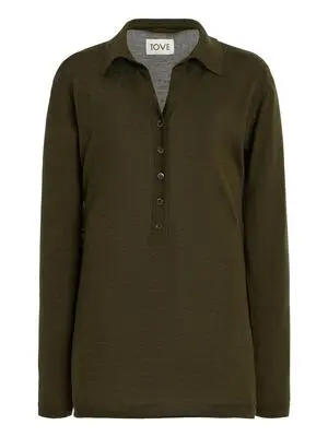 Tove Austine Wool-silk Polo Sweater - Green