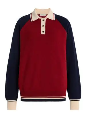 AMIYA Yale Relaxed Wool Polo Top - Burgundy